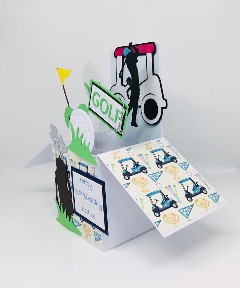 Handmade Golf Personalised Pop up Card - Etsy UK