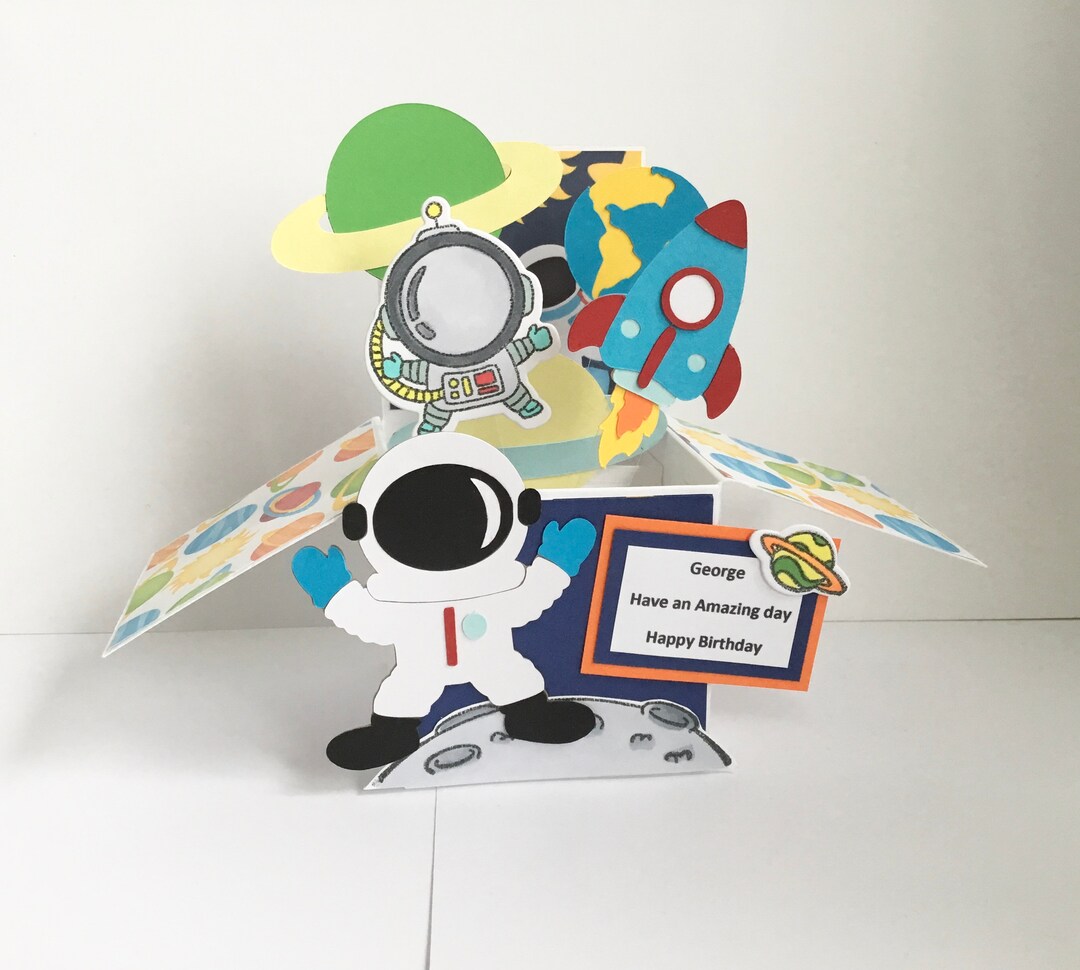 Handmade Personalised Space Pop up Card - Etsy