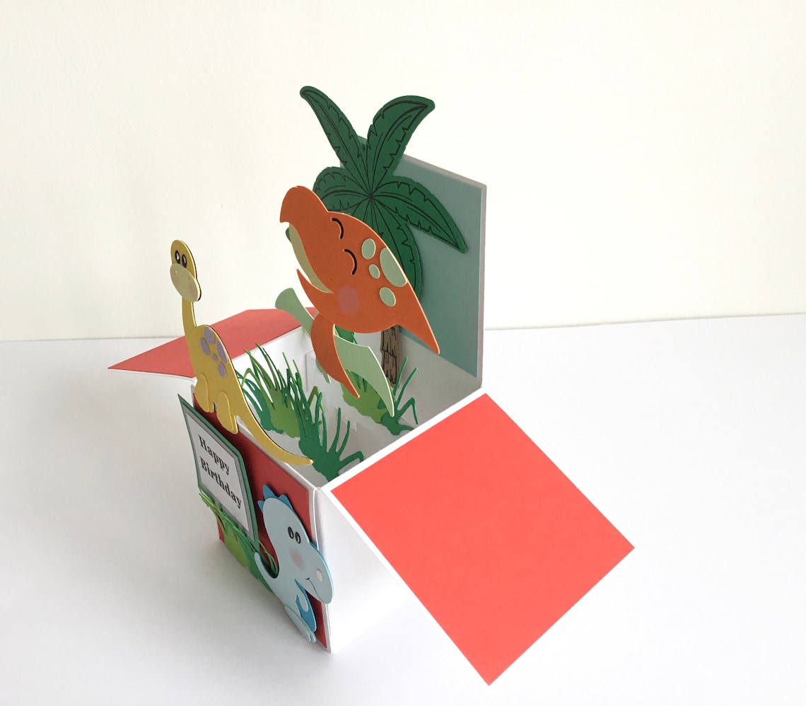 Handmade Dinosaur Pop up Card - Etsy UK