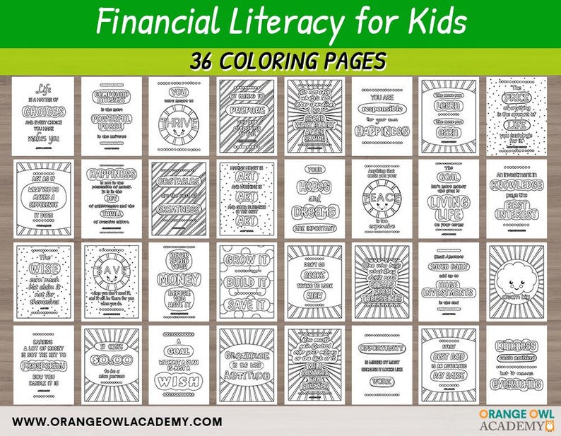 Complete Set Financial Literacy for Kids Classroom Posters and Coloring ...