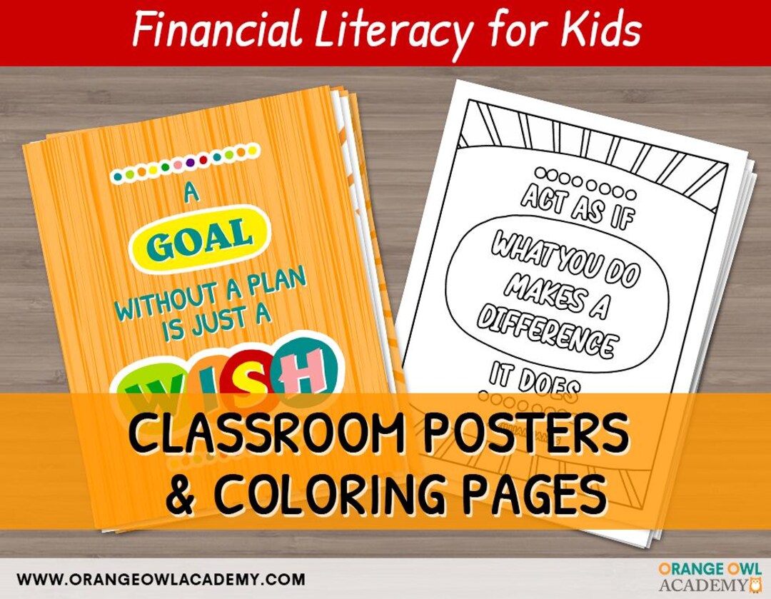 Financial Literacy for Kids Motivational Art and Coloring Pages Digital ...
