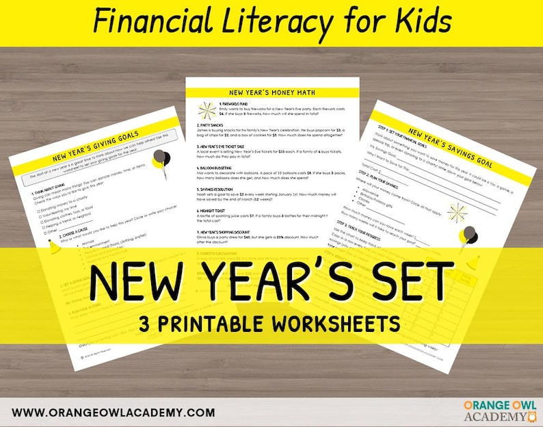 Money Worksheets for Kids - "new Year's Set" - 3 Printable Files ...