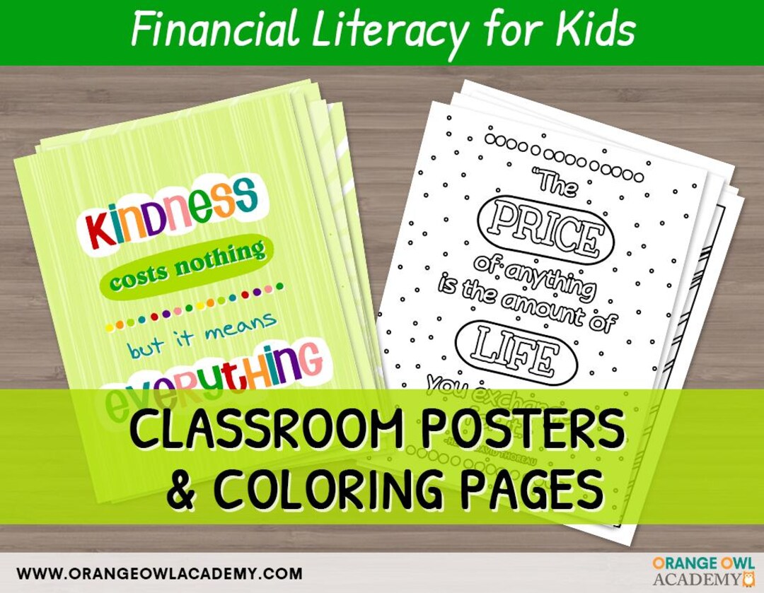 Financial Literacy for Kids Motivational Art and Coloring Pages Digital ...