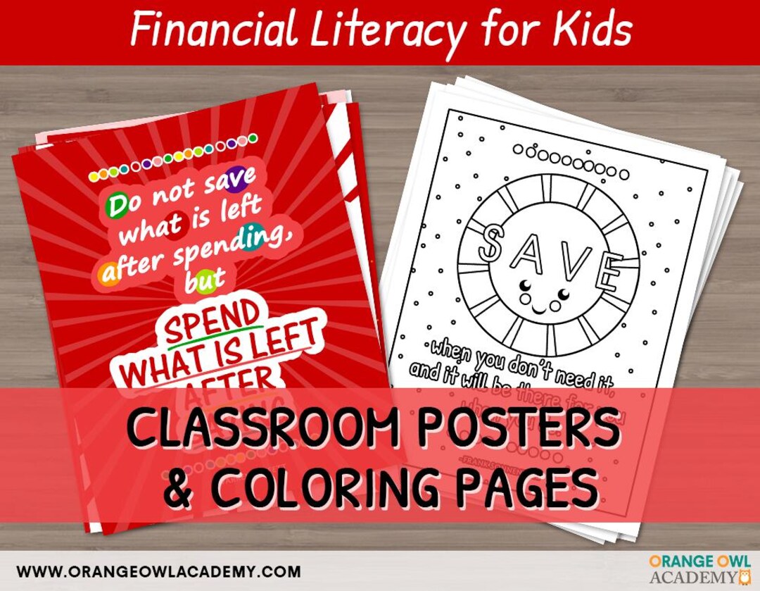 Financial Literacy for Kids Motivational Art and Coloring Pages Digital ...