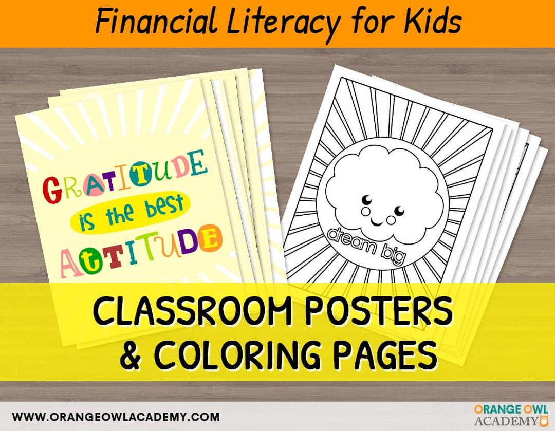 Financial Literacy for Kids Motivational Art and Coloring Pages Digital ...