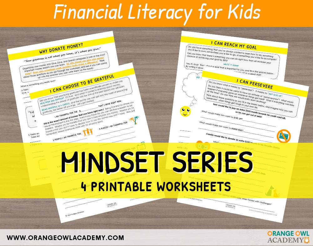 Money Worksheets for Kids - "mindset Series" - 4 Printable Files - Etsy