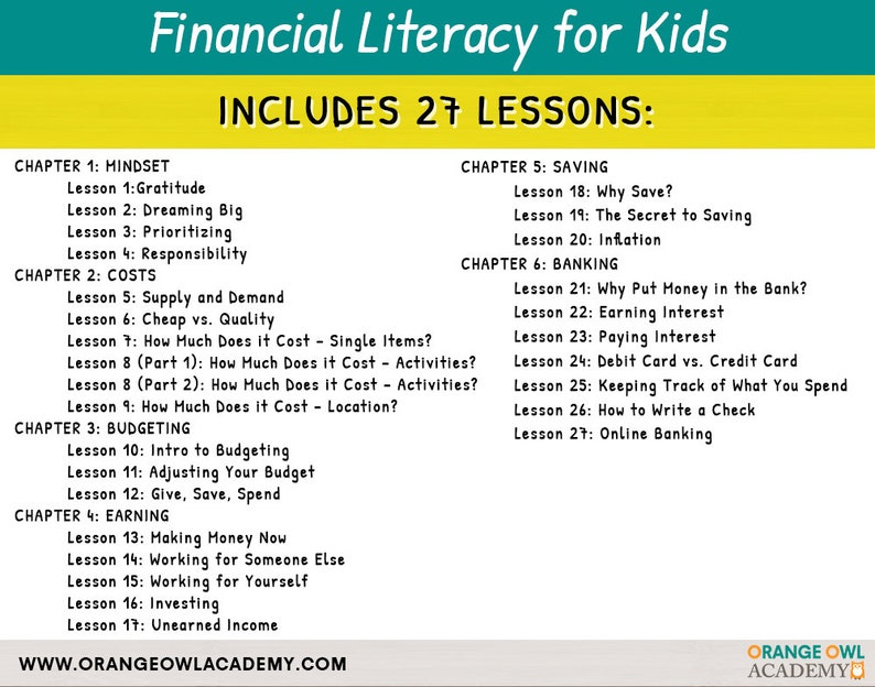 Financial Literacy for Kids Complete Course - Download - Etsy