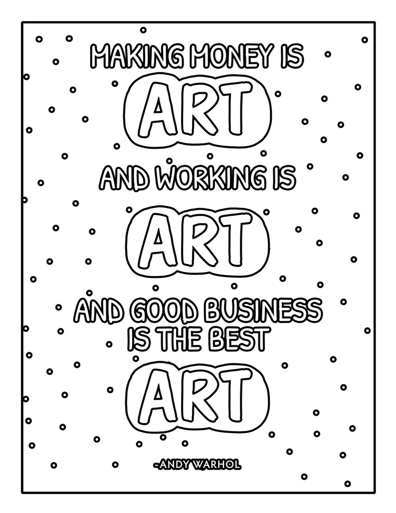 Financial Literacy for Kids Motivational Art and Coloring Pages Digital ...