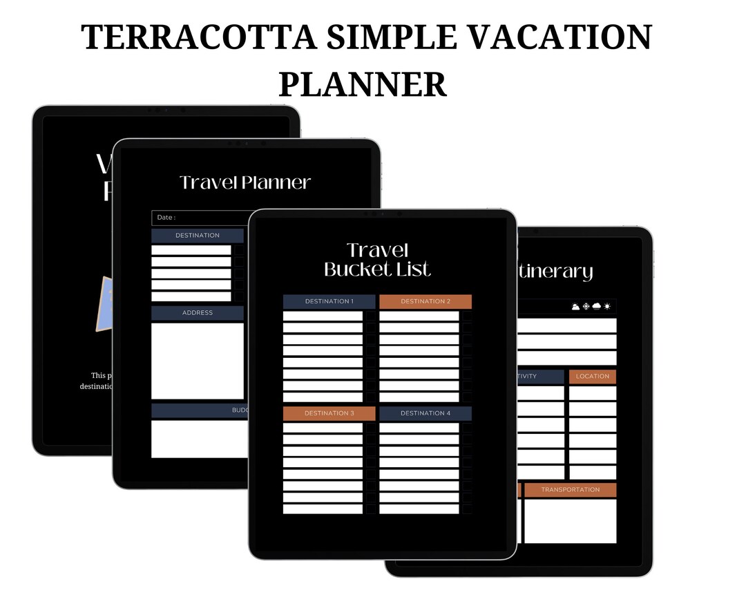 Terracotta Simple Vacation Planner Minimalist Printable Simple Vacation ...