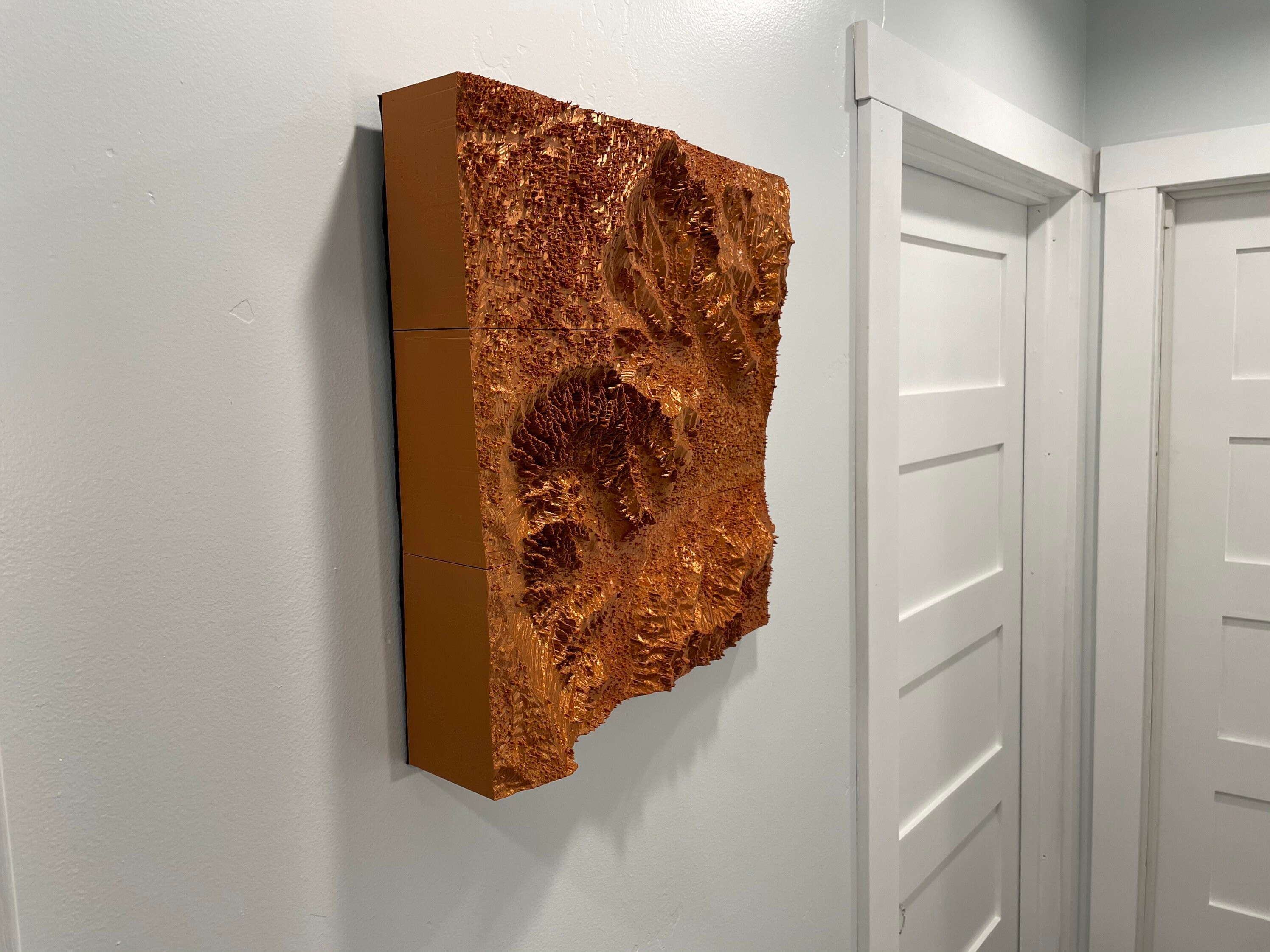 Custom Large 3D Topographic Map Wall Art 6x6, 12x12, 18x18, 24x24 ...