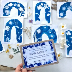 Rainbow Print , Blue Bow , Cyanotype Paper , Kit , DIY , Postcard Size ...