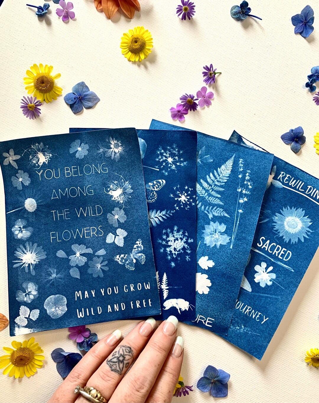 Pressed Flowers Cyanotype Kit Pressed Flower Stencils Sun - Etsy