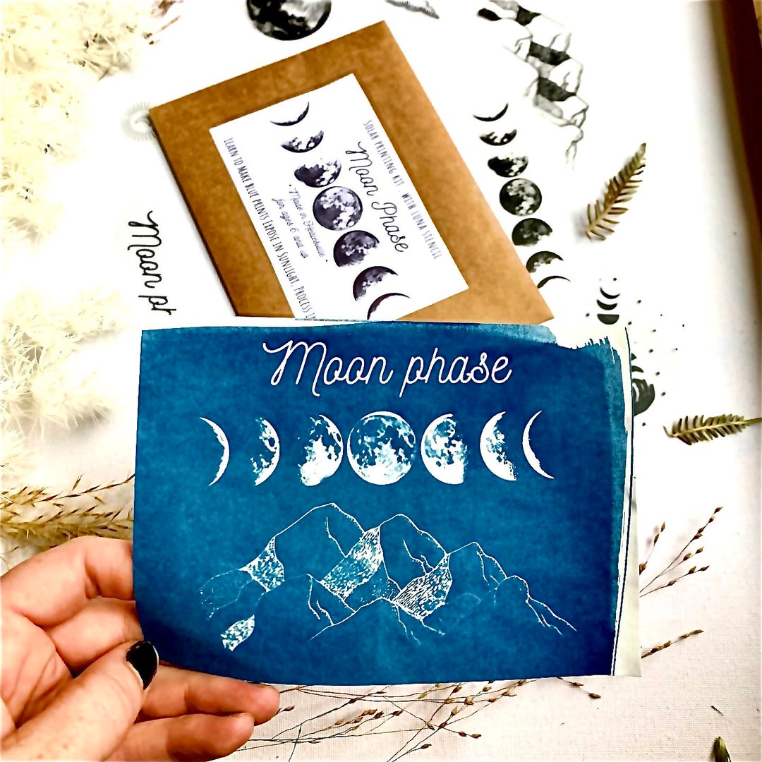 Moon Phase Solar Print Kit: DIY Blueprinting With Stencils - Etsy