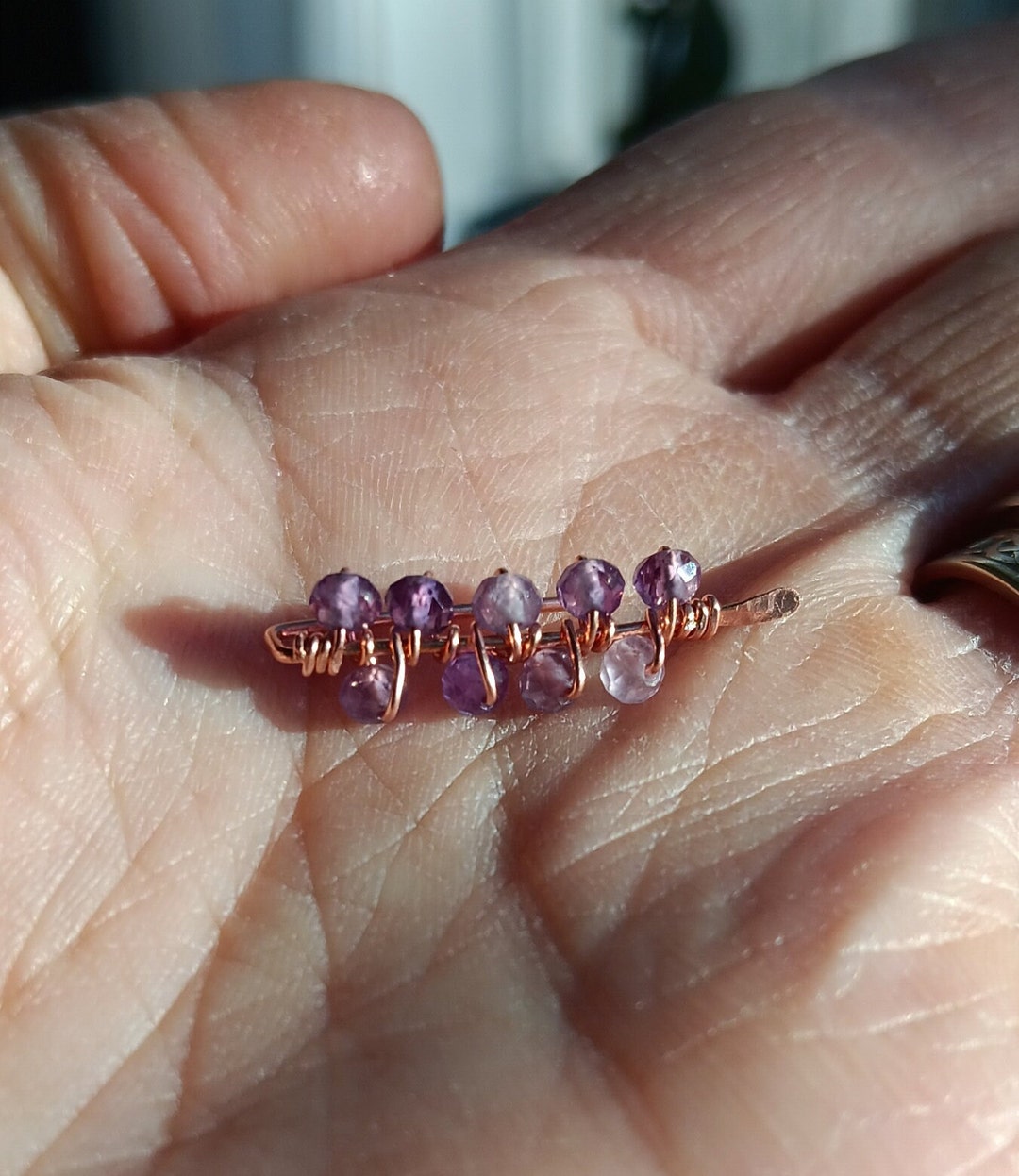 Copper & Amethyst Ear Crawler 14k Gold and Labradorite Earring Ear ...