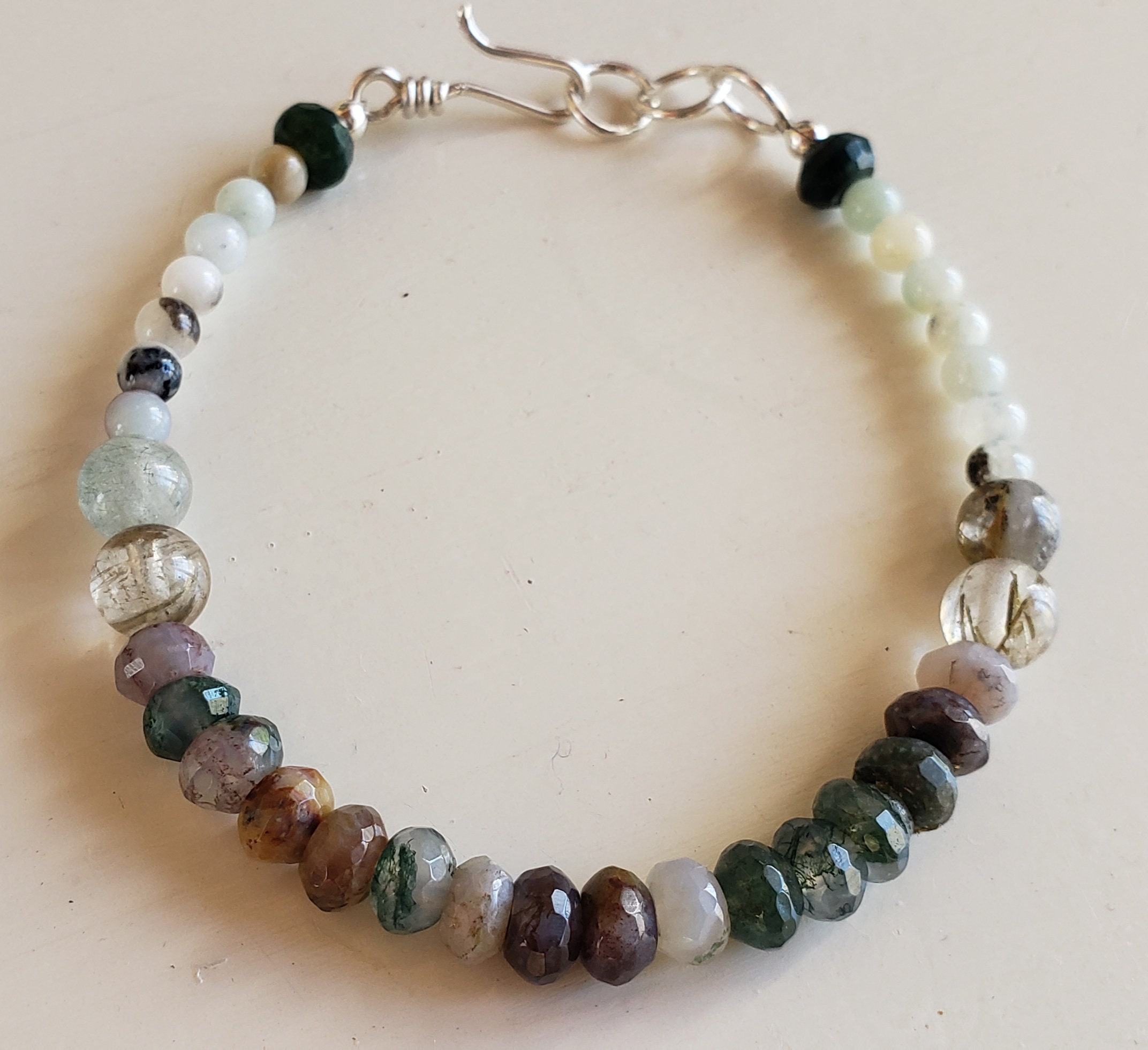 Mix and Match Sterling Silver & Raw Stone Layering Bracelets Silver ...