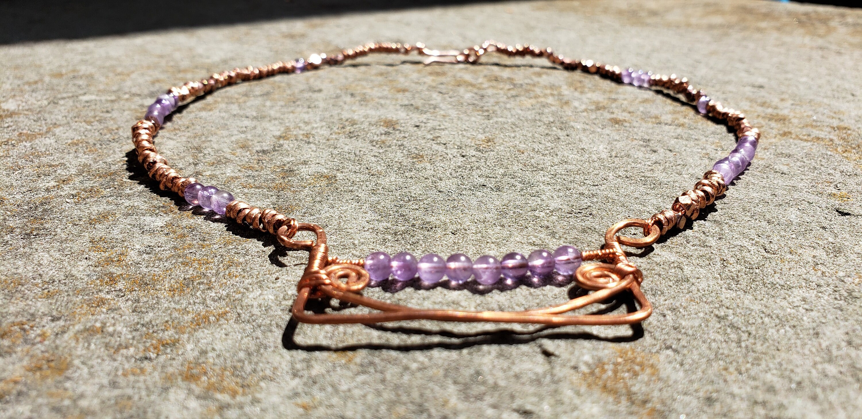 Bohemian Copper & Amethyst Spirit Lock Necklace Amethyst - Etsy