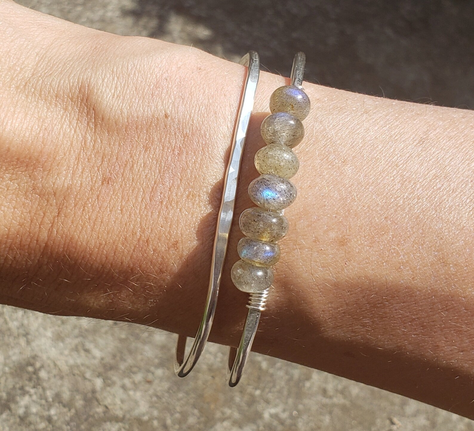 Mix and Match Sterling Silver & Raw Stone Layering Bracelets Silver ...