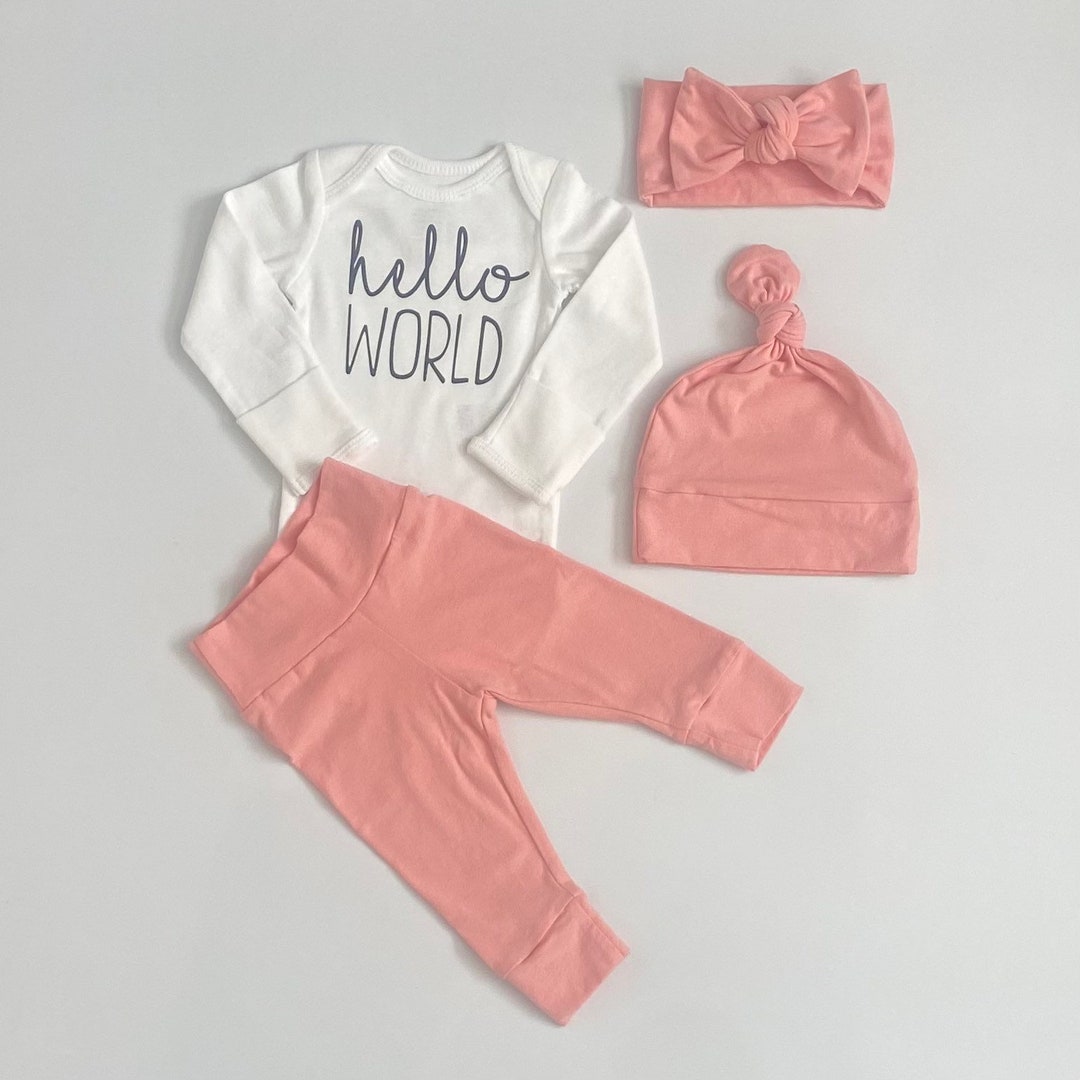 Hello World Baby Outfit, Baby Girl Outfit, Coming Home Outfit, Baby ...