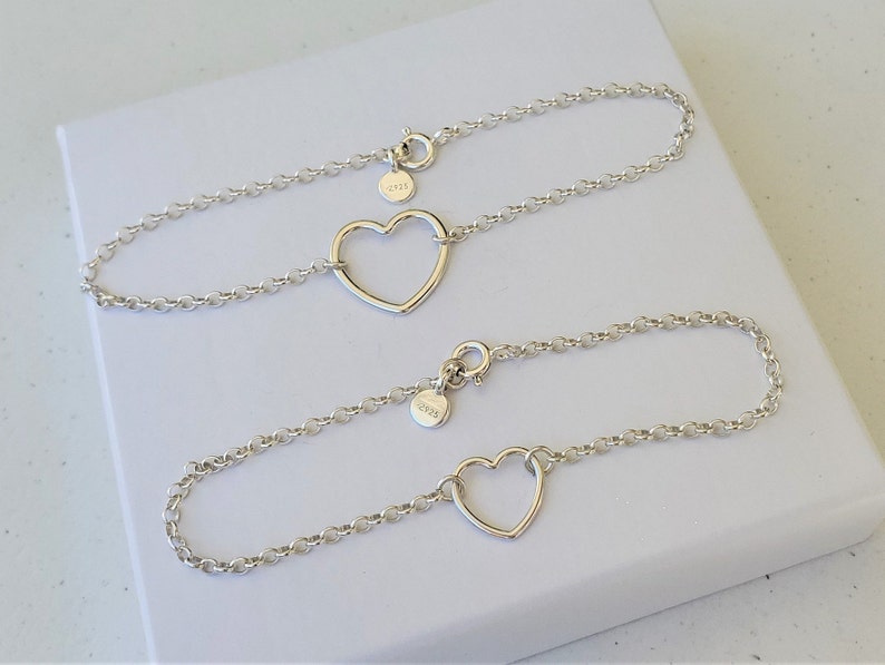Sterling Silver Heart Charm Bracelet Bracelet Femme Heart - Etsy