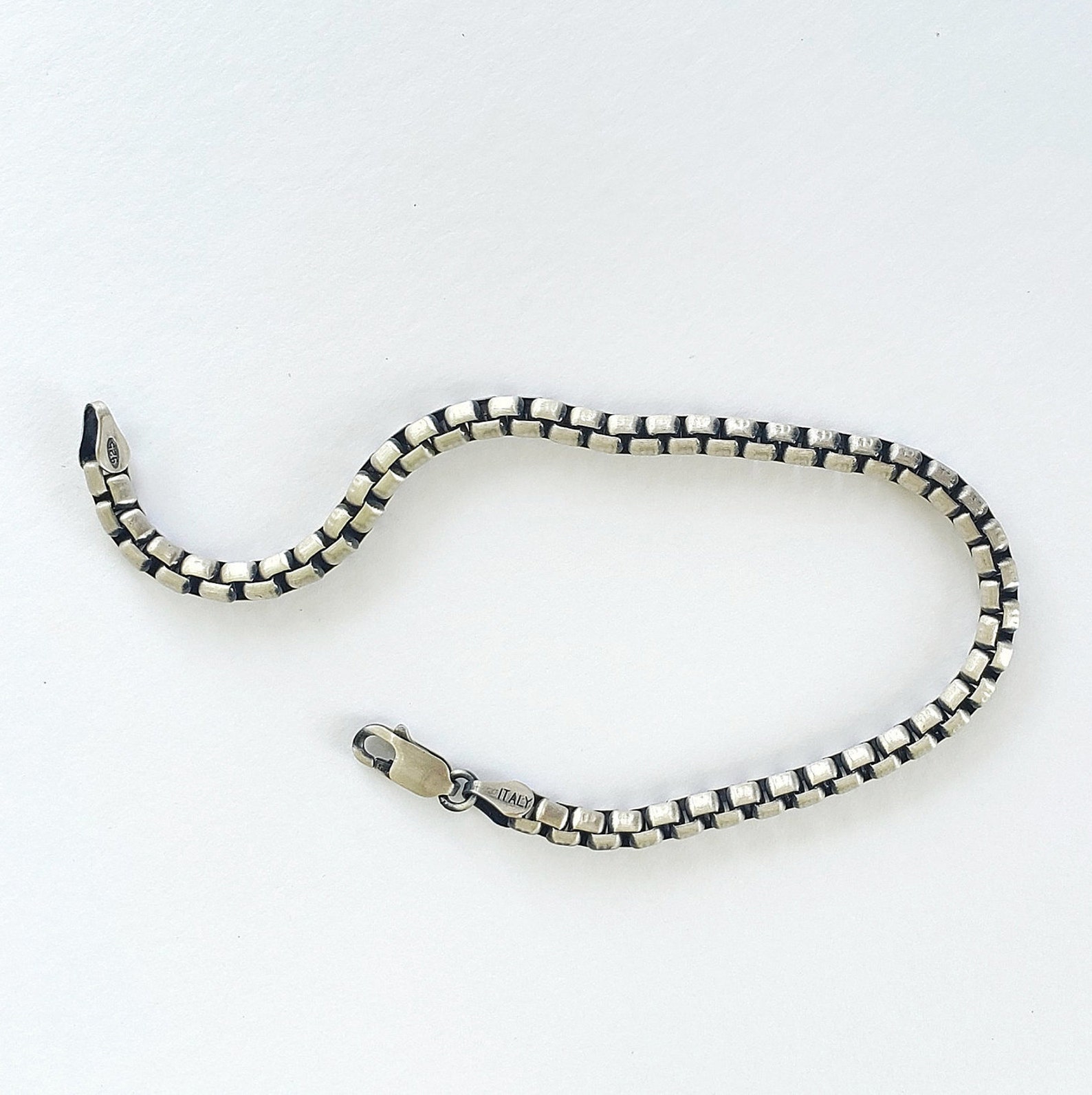 Sterling Silver Box Chain Bracelet Mens Bracelet Gift for - Etsy