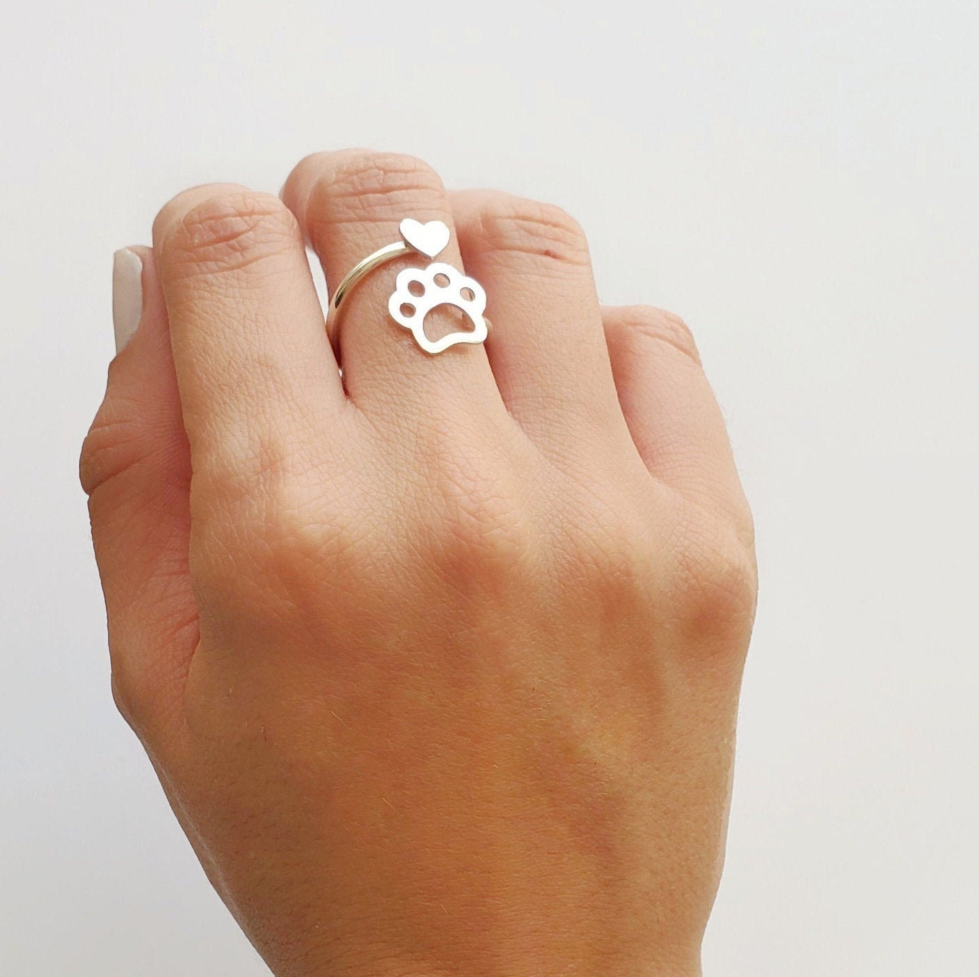 Dog Paw Ring Sterling Silver Mom Pet Remembrance Ring Paw | Etsy