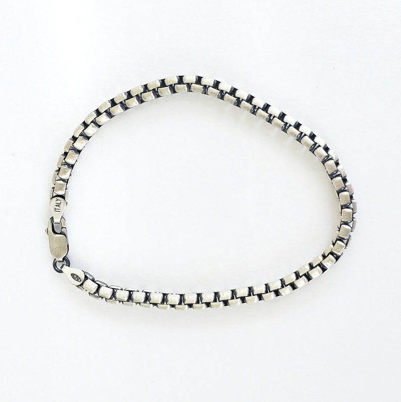 Sterling Silver Box Chain Bracelet Mens Bracelet Gift for - Etsy