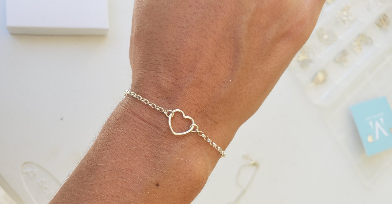 Sterling silver heart charm bracelet bracelet femme heart | Etsy