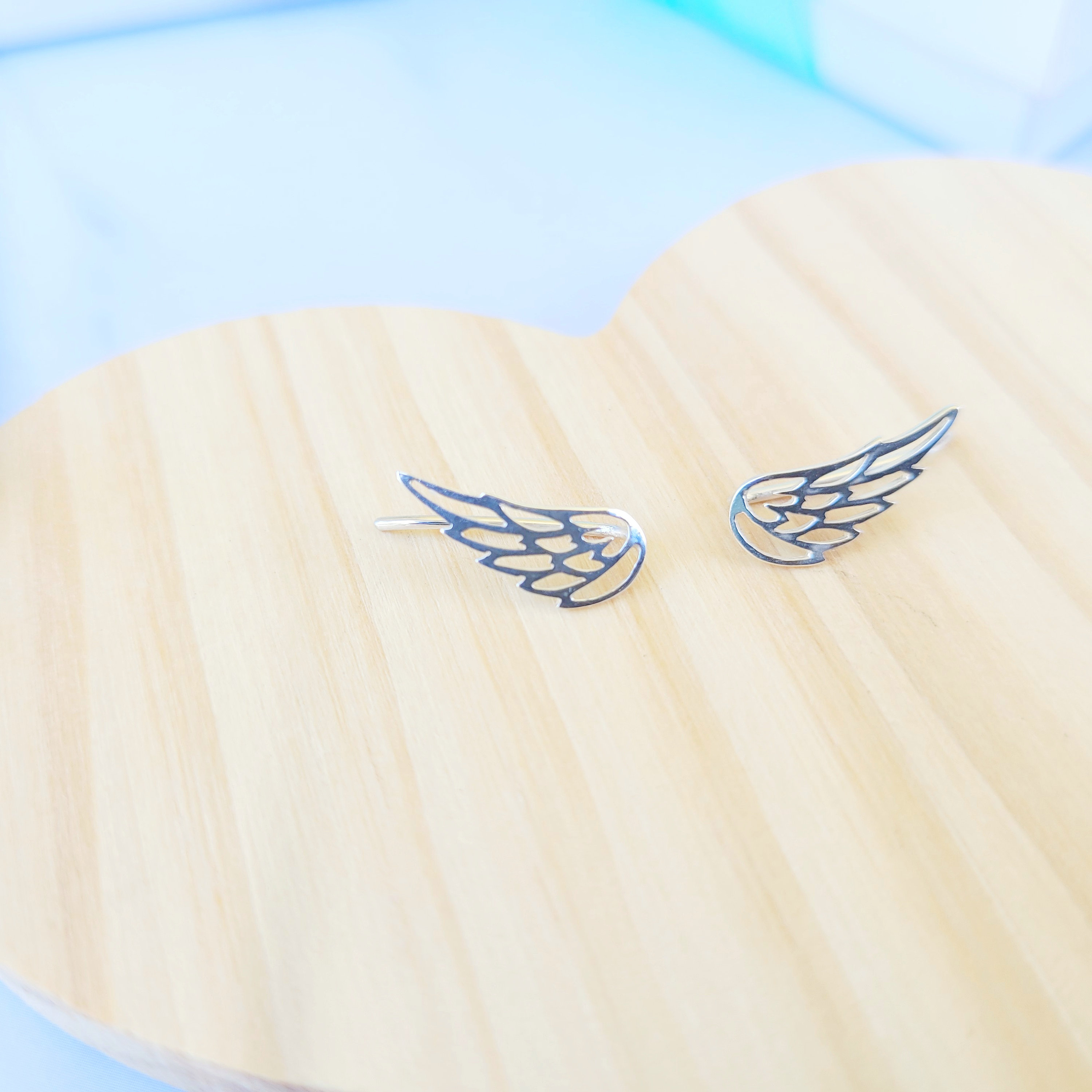 Angel Wing Earrings Sterling Silver tiny wing ear climber | Etsy