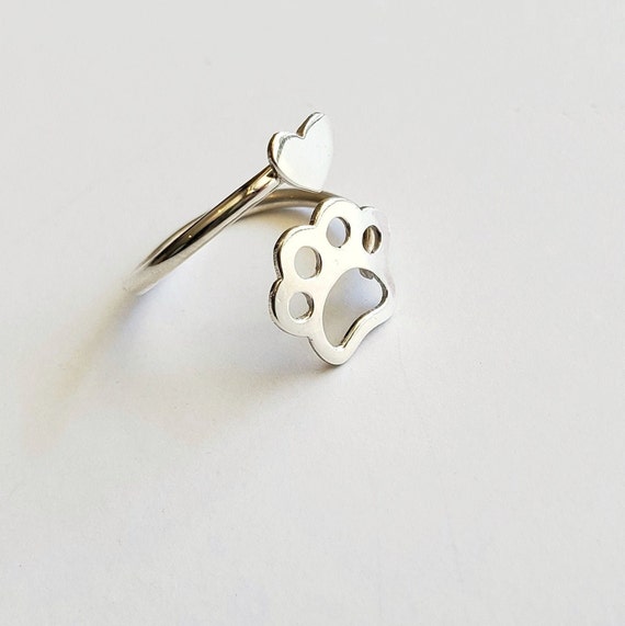 Dog Paw Ring Sterling Silver Mom Pet Remembrance Ring Paw | Etsy