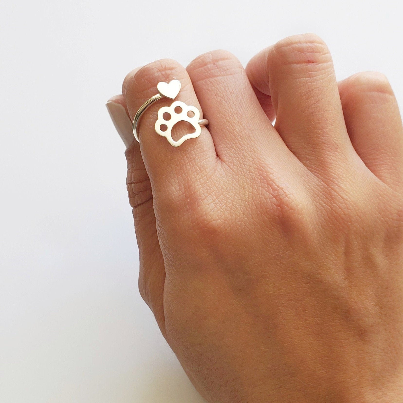 Dog Paw Ring Sterling Silver Mom Pet Remembrance Ring Paw | Etsy