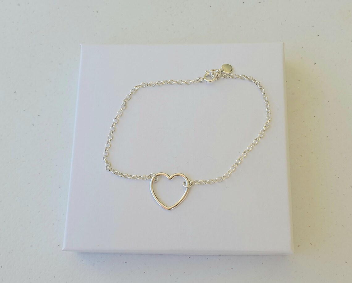 Sterling silver heart charm bracelet bracelet femme heart | Etsy