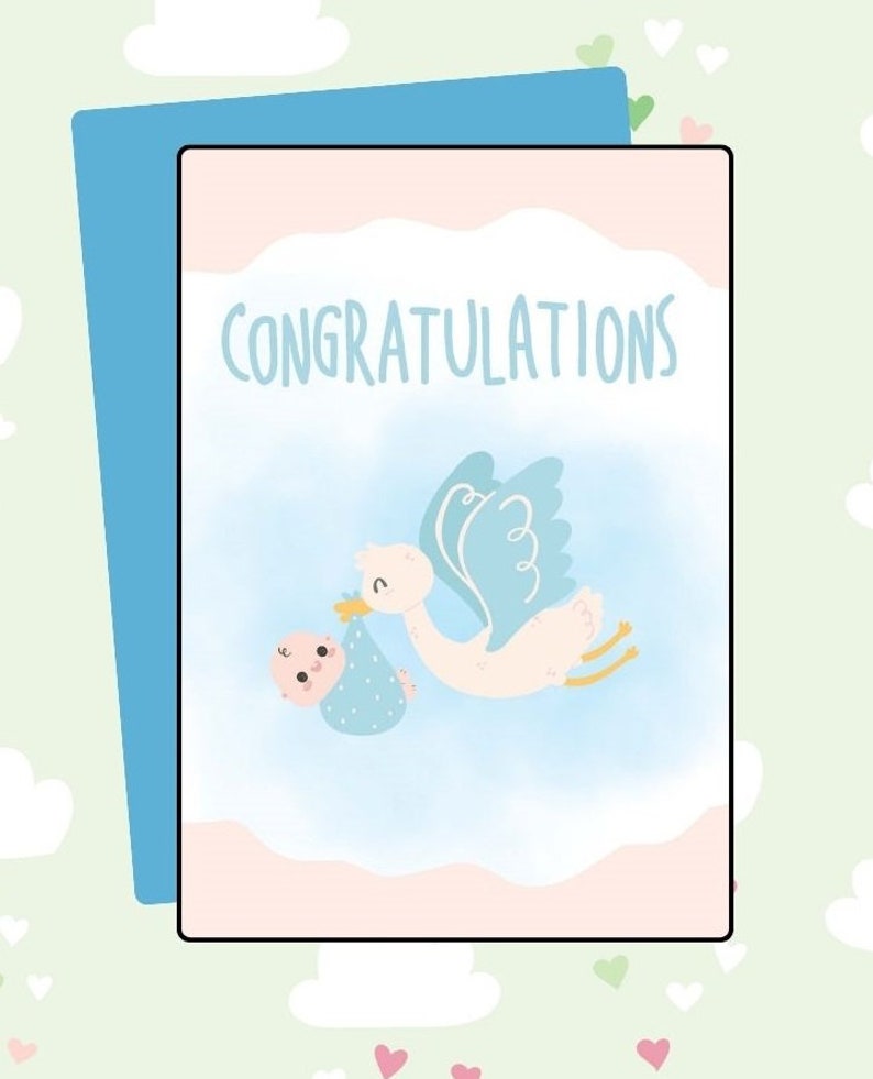 Digital Baby Boy Card - Congratulations Goose Carrying New Baby ...