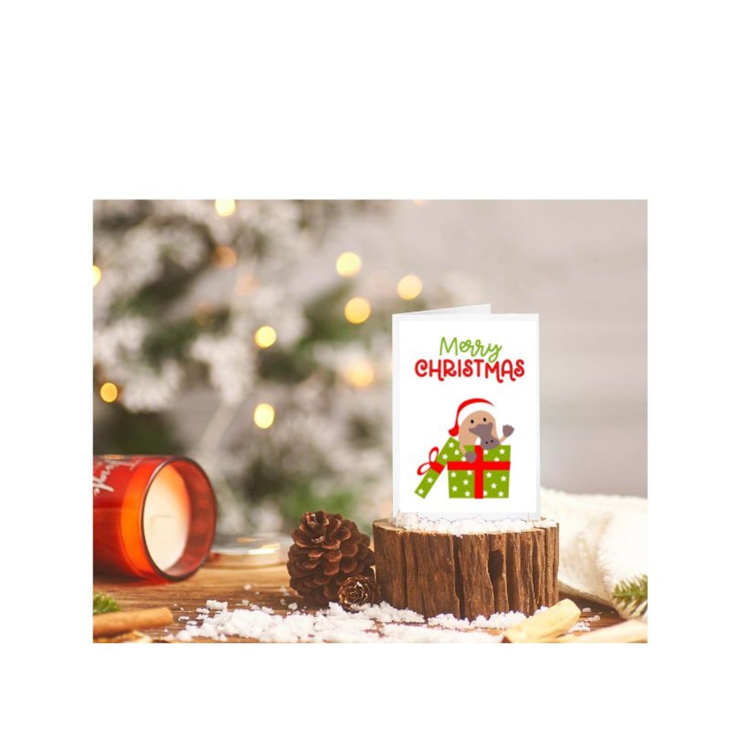 Digital Christmas Card Printable Aussie Platypus and Gift Christmas ...