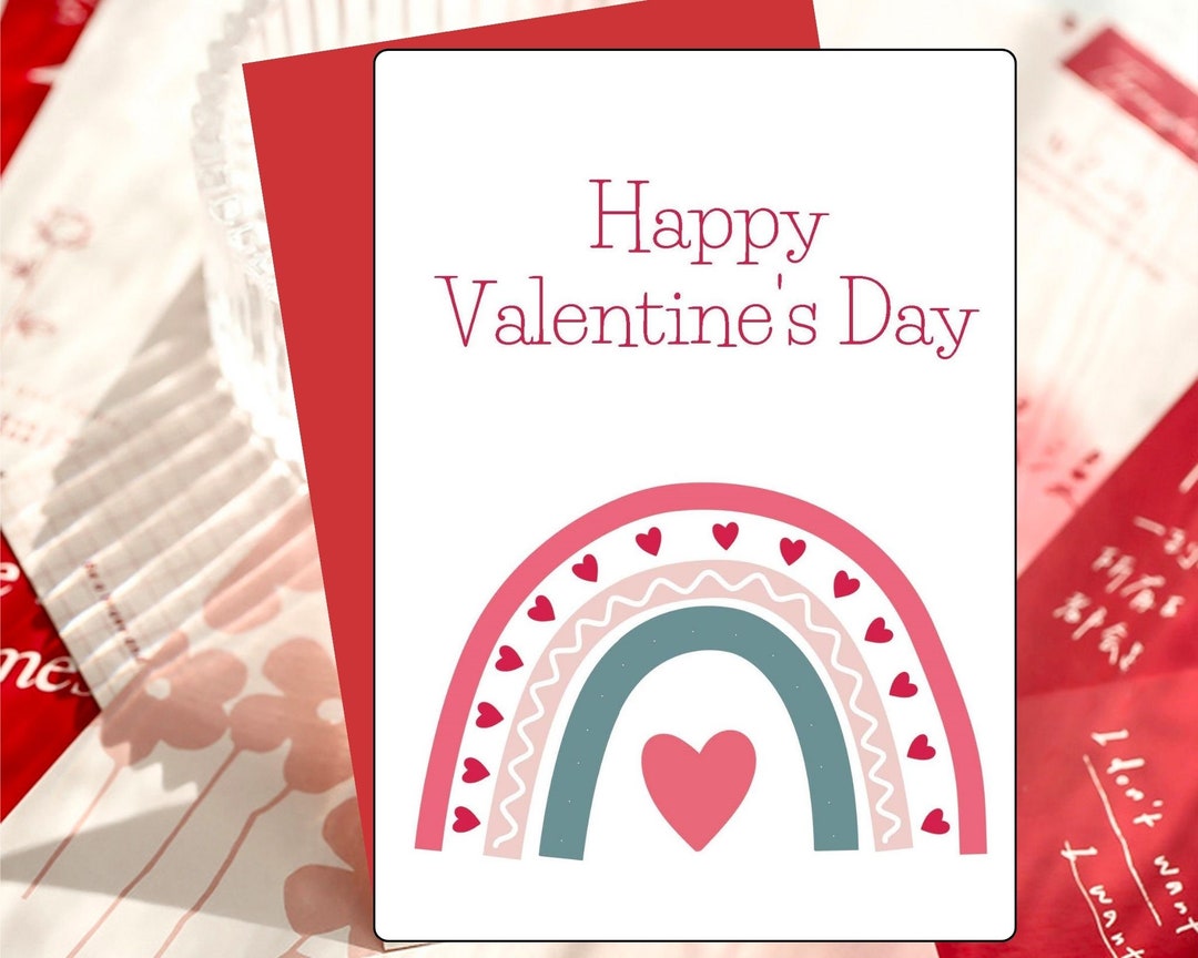 Digital Valentine Card - Printable Happy Valentines Day Rainbow Love ...