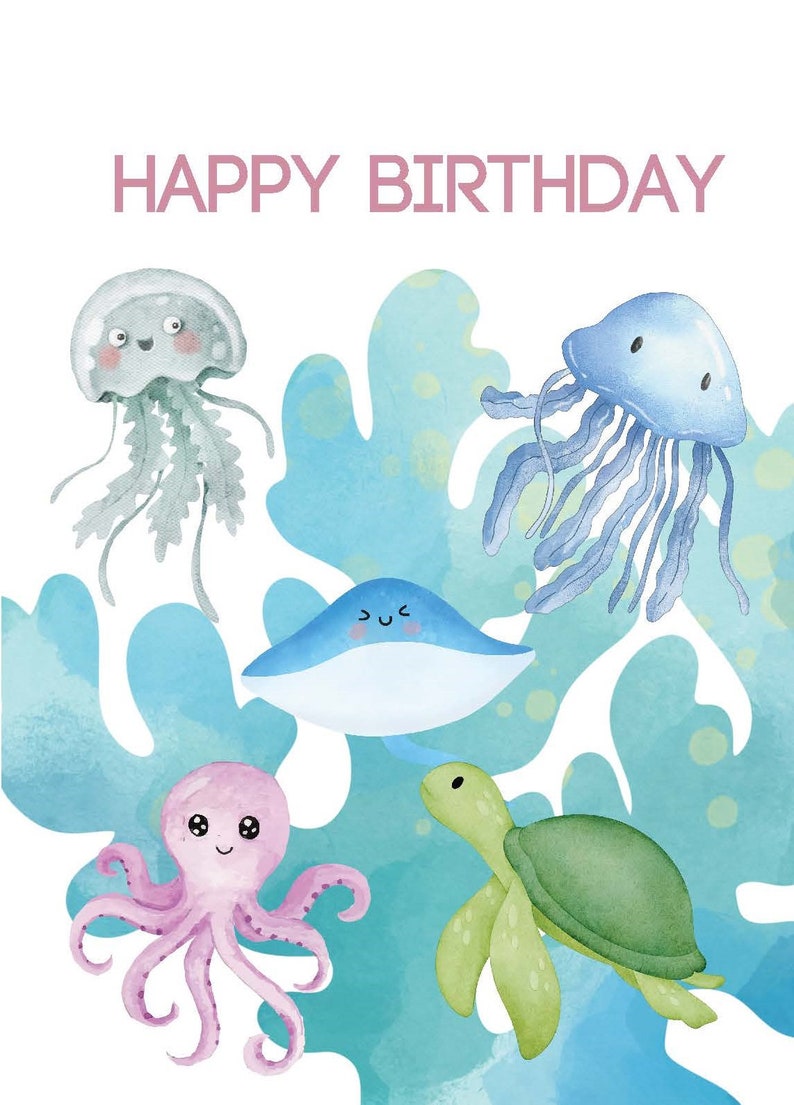 Digital Happy Birthday Card - Happy Birthday Cute Watercolour ...