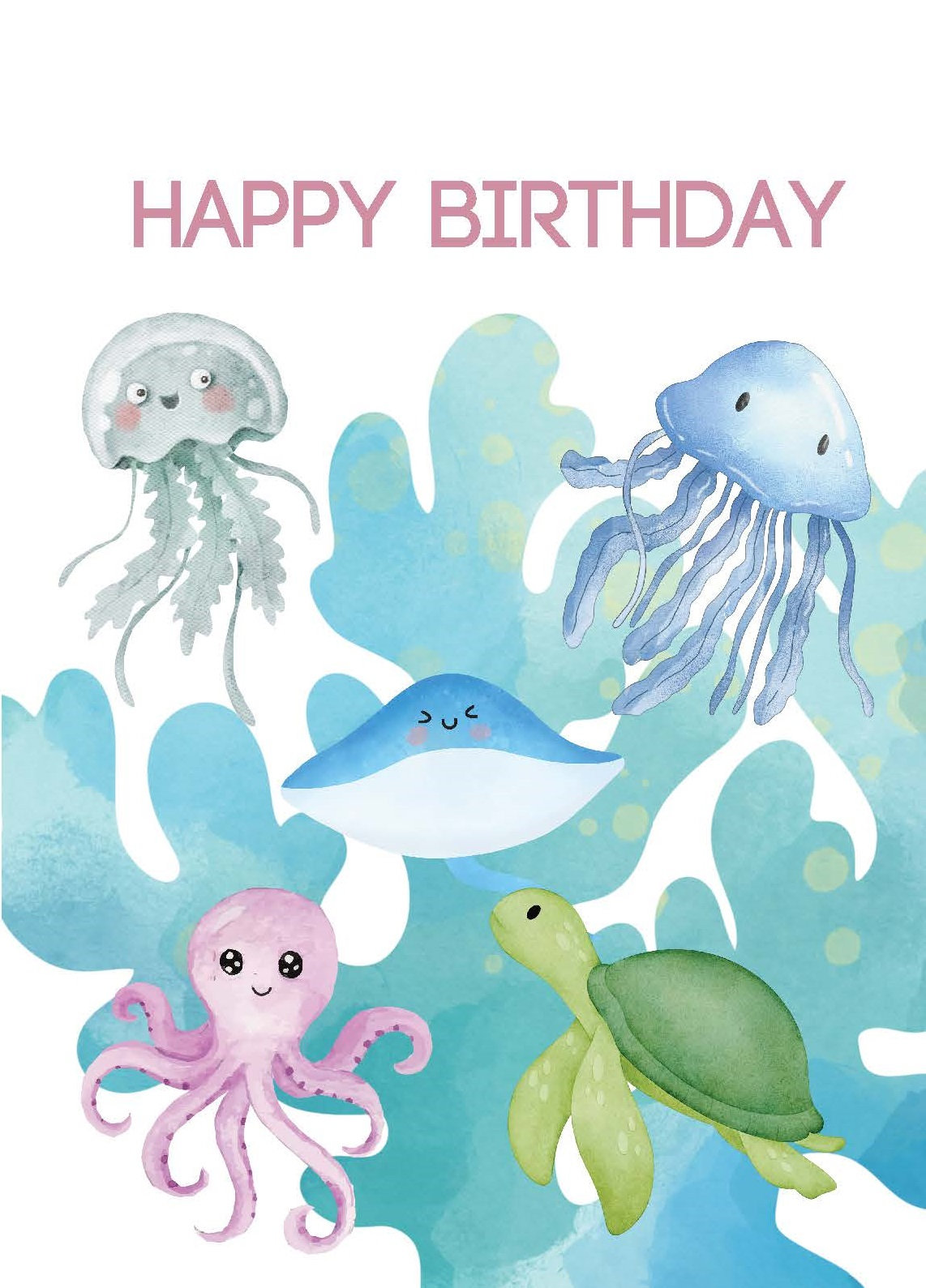 Digital Happy Birthday Card - Happy Birthday Cute Watercolour ...