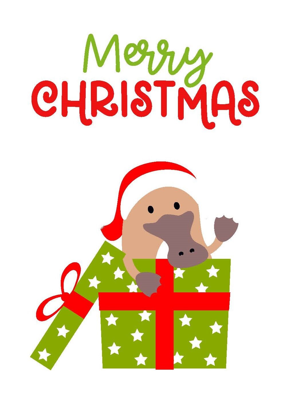 Digital Christmas Card Printable Aussie Platypus and Gift Christmas ...