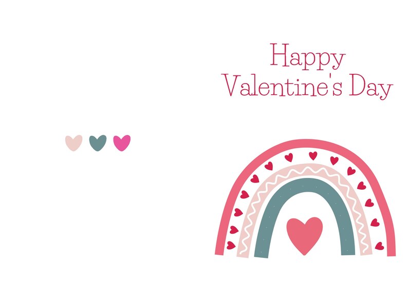 Digital Valentine Card - Printable Happy Valentines Day Rainbow Love ...