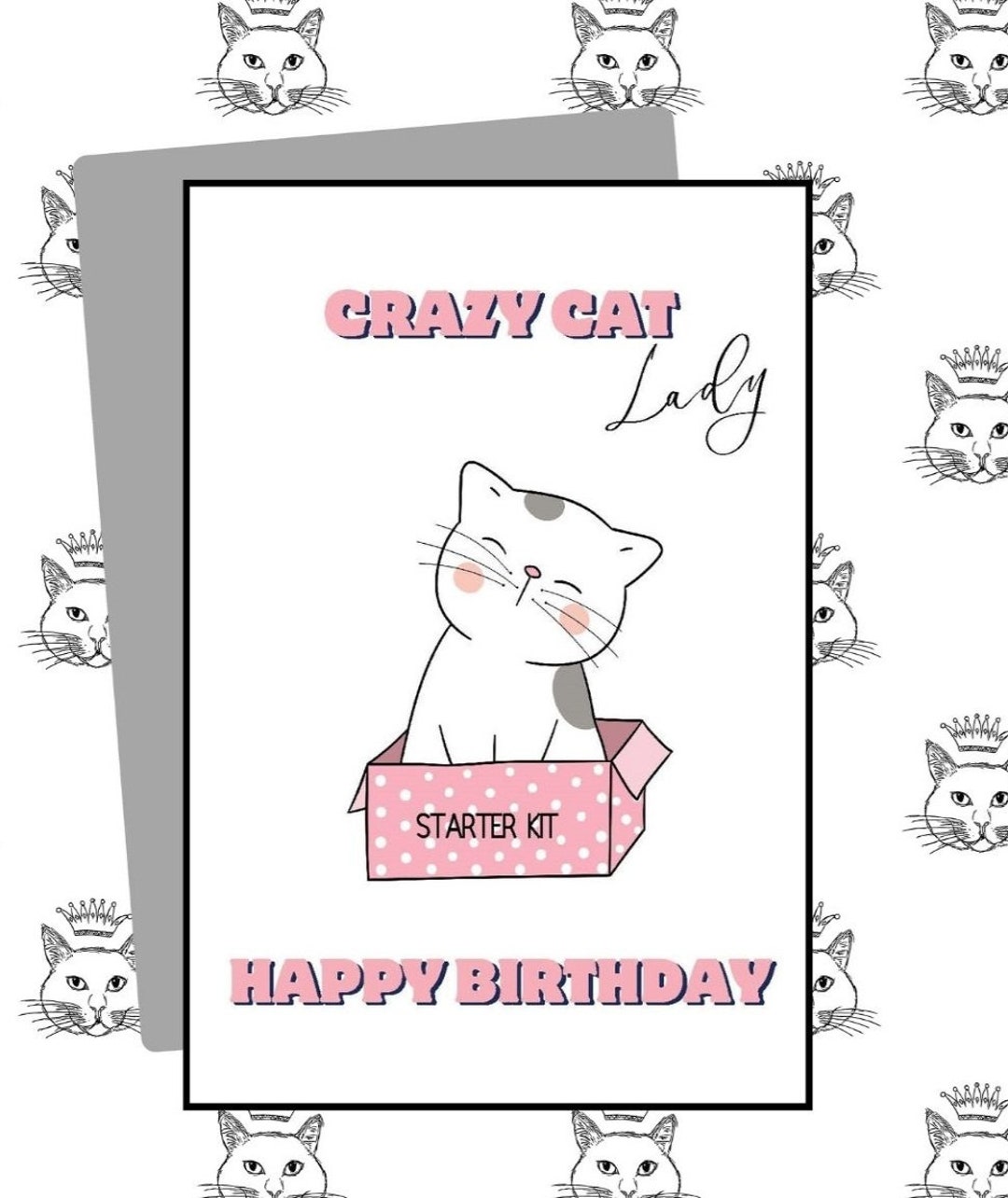 Digital Happy Birthday Card Happy Birthday Crazy Cat Lady Starter Kit ...