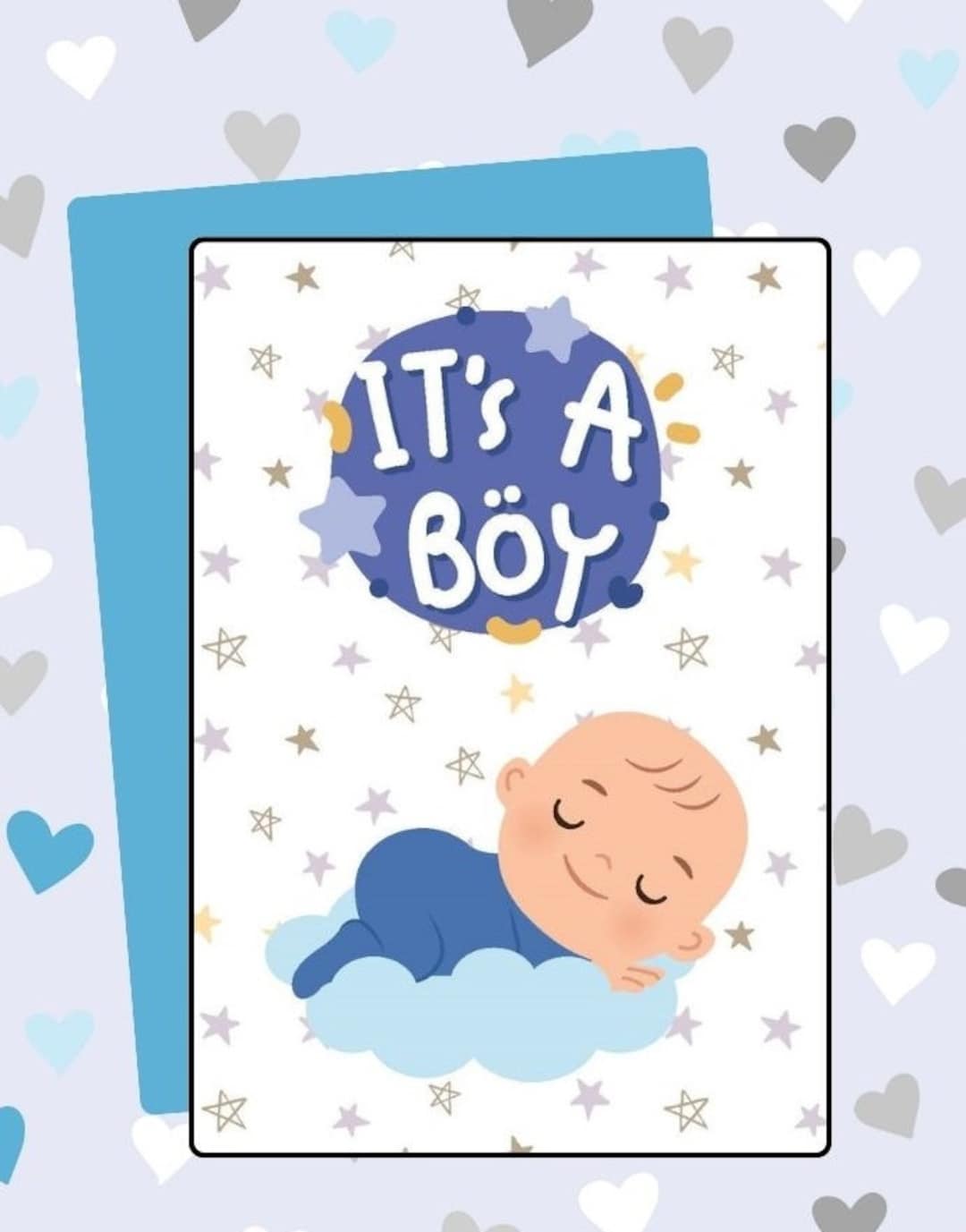 Digital Baby Boy Card - Its a Boy! Baby Boy Sleeping Congratulations ...