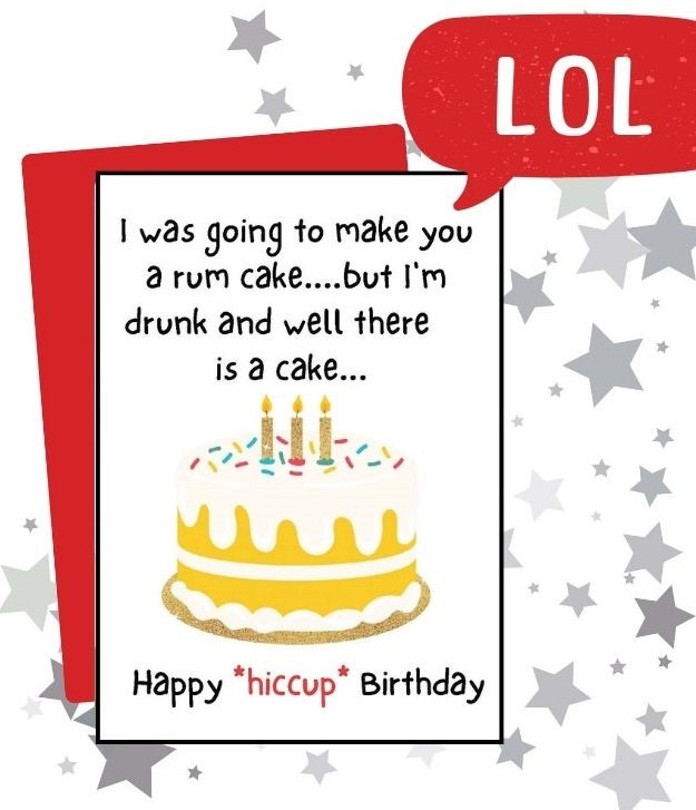 Rum Cake Birthday Memes Adult Birthday Card Funny Slogan Text Stock