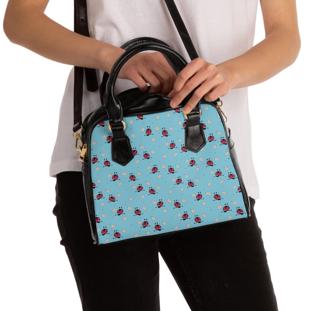 Shoulder Handbag Cute Ladybug Design Blue With Adjustable Shoulder ...