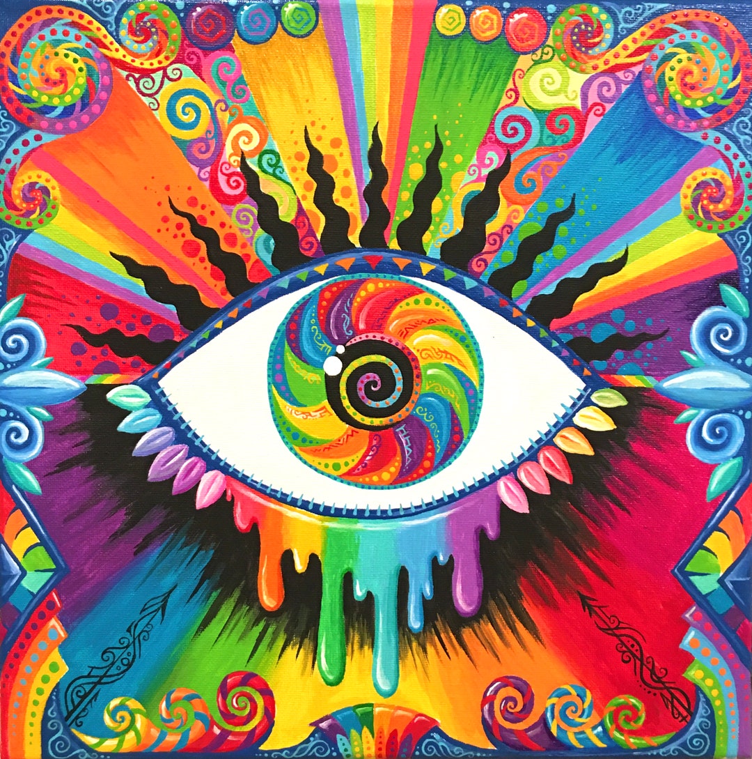 1' by 1' Rainbow Psychedelic Painting psychic - Etsy