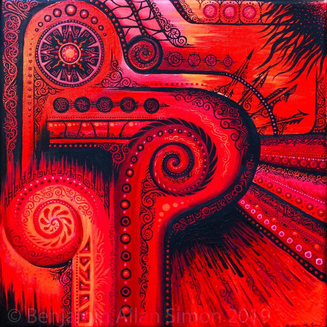 Original Abstract Red Painting - "daemon's Breach" - Etsy