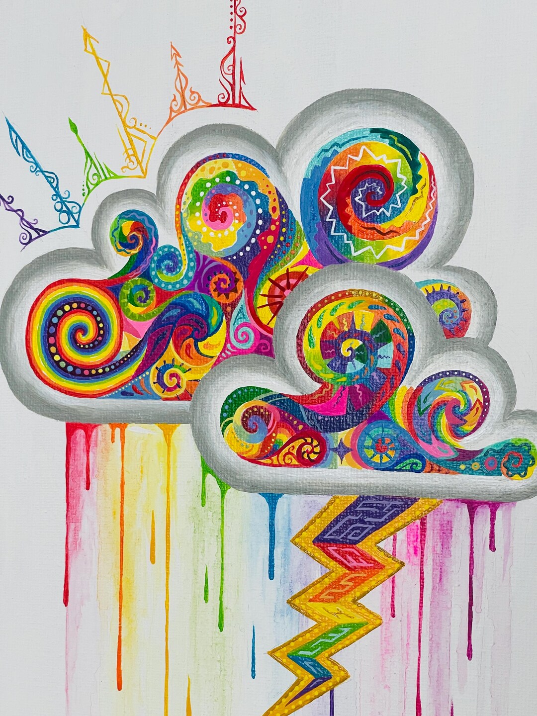 Original Rainbow Painting - "clouds” - Etsy