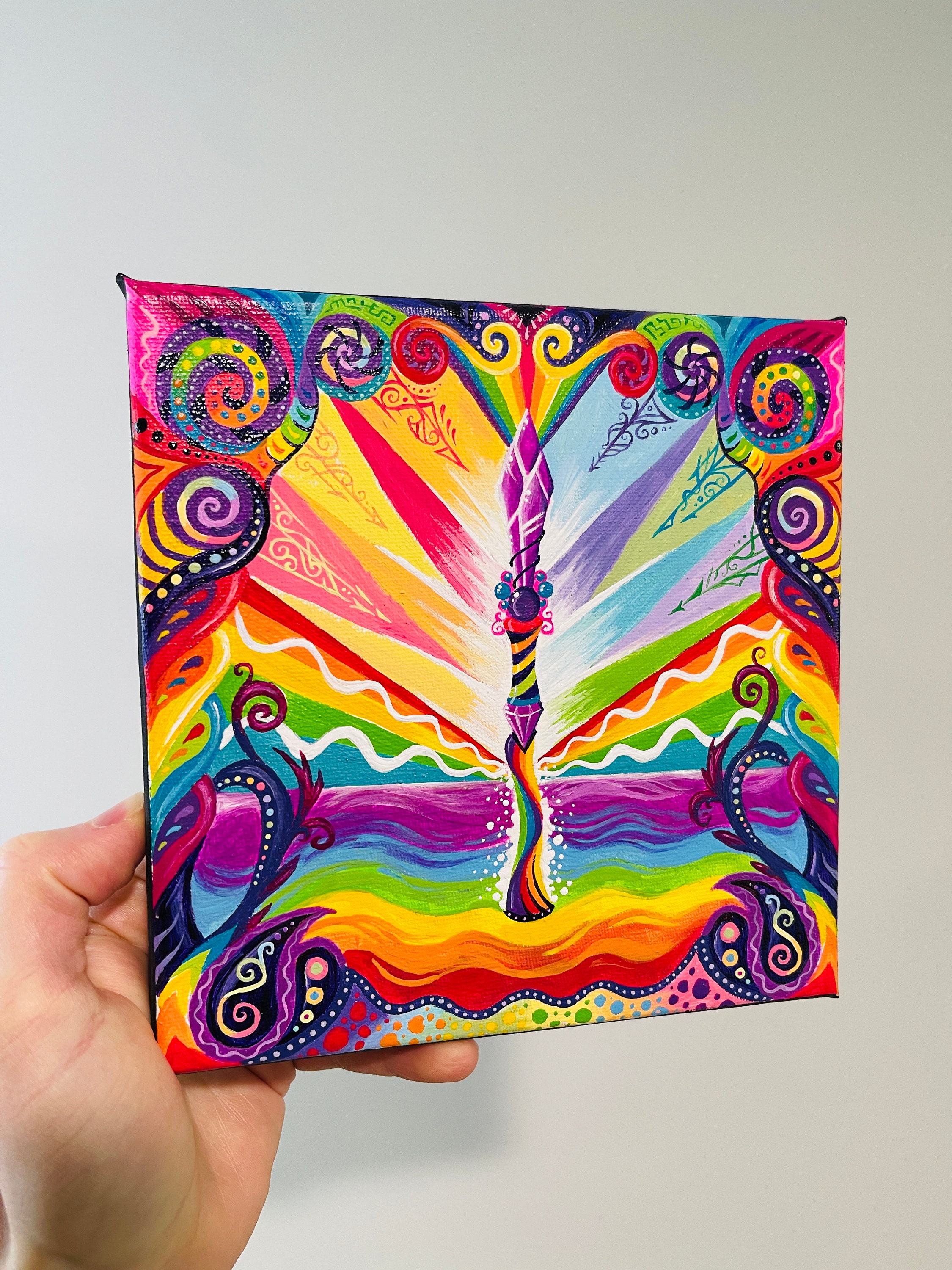 Original Rainbow Magic Wand Painting - Etsy