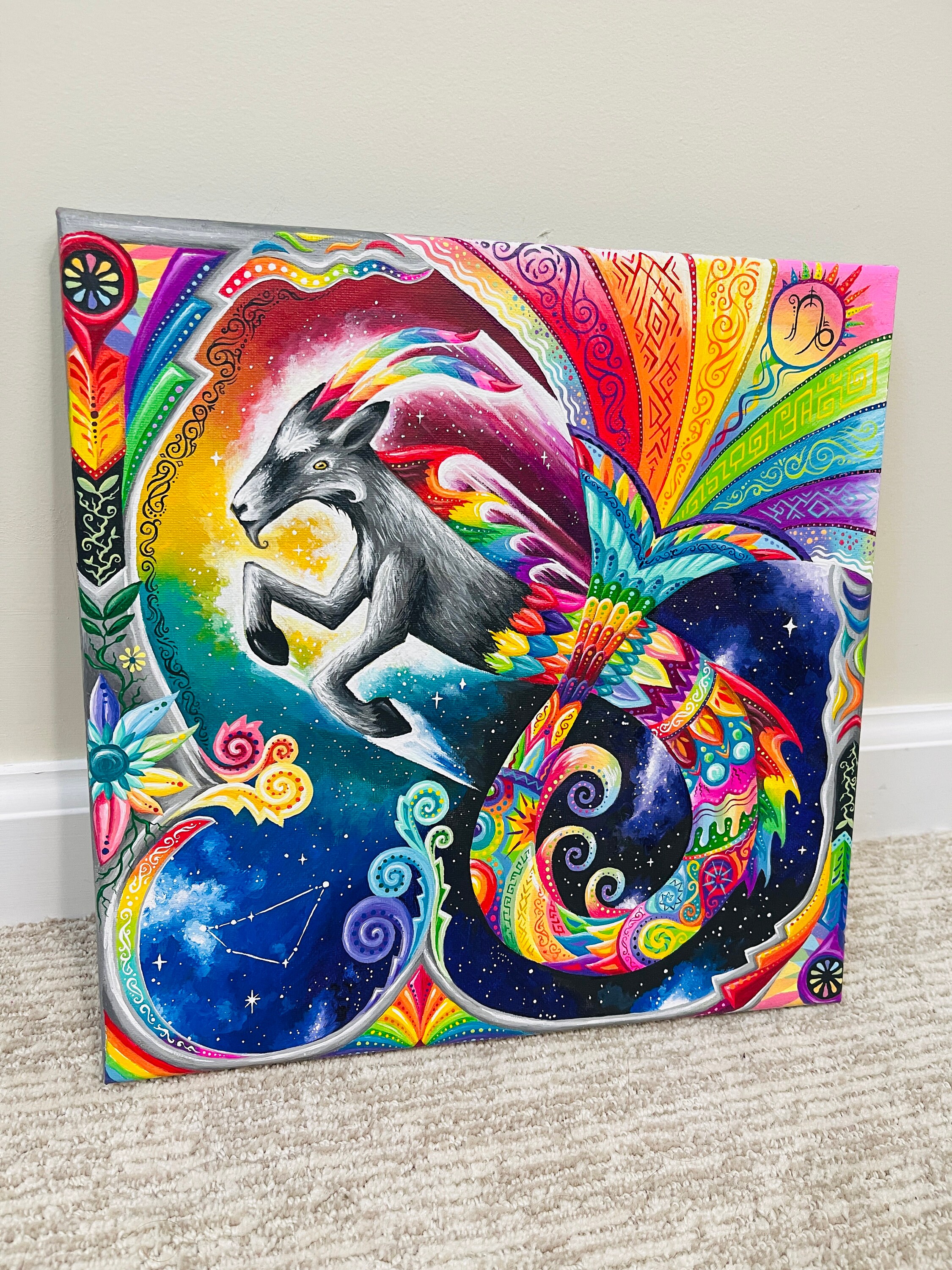 Original Painting - Capricorn Astrology Sign Zodiac Rainbow (one of a ...