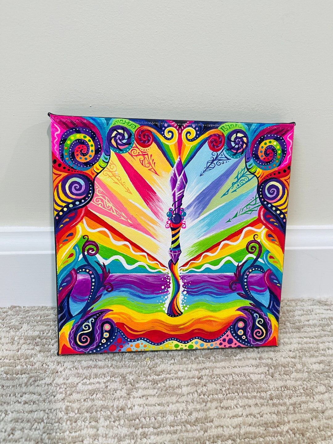 Original Rainbow Magic Wand Painting - Etsy