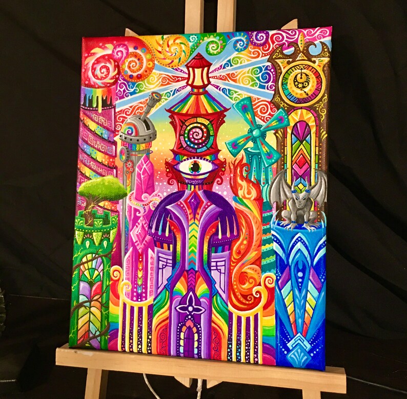 Original Rainbow Painting the Fortress of Fateful - Etsy