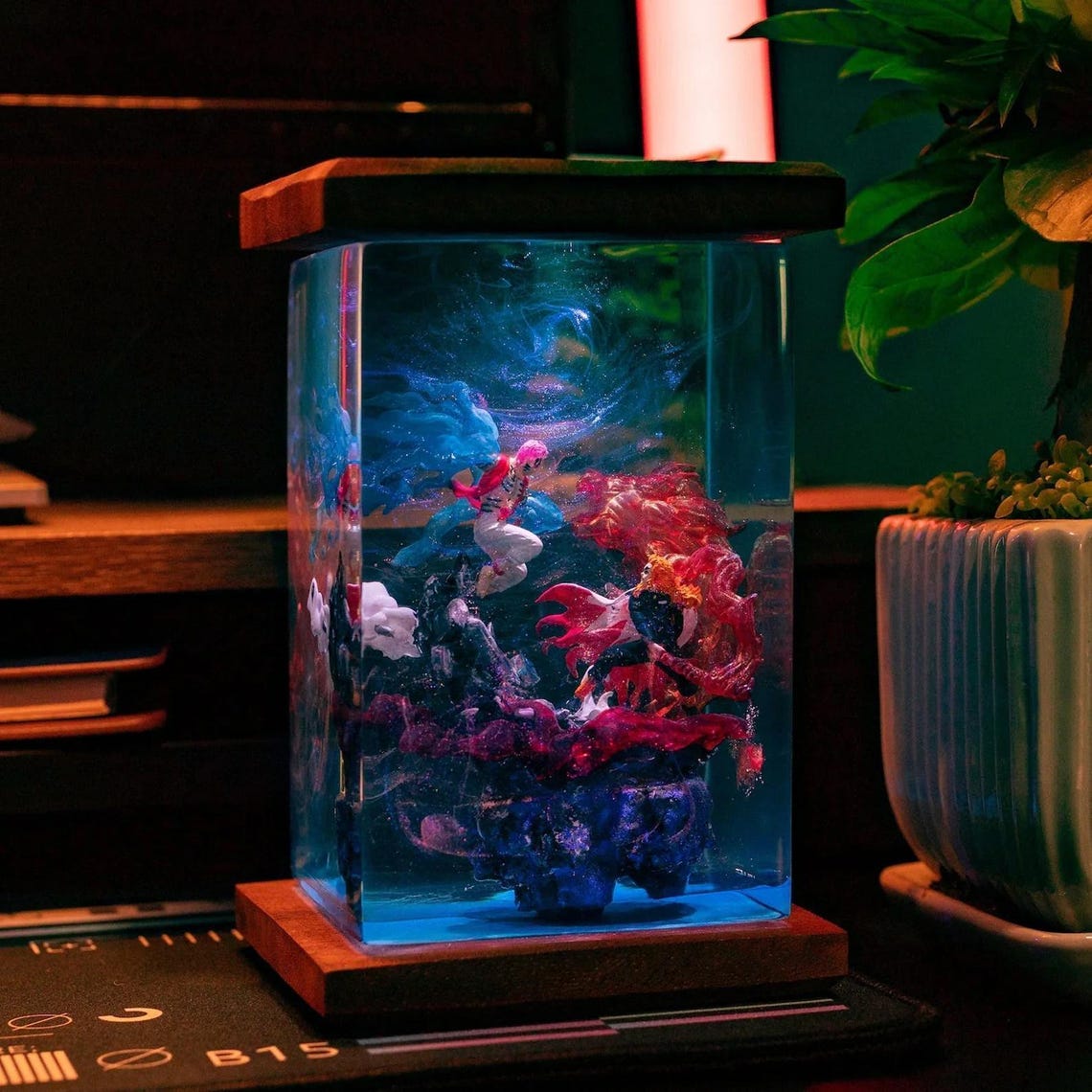 Rengoku VS Akaza Demon Slayer Lamp , Resin Lamp, Resin Diorama Display ...